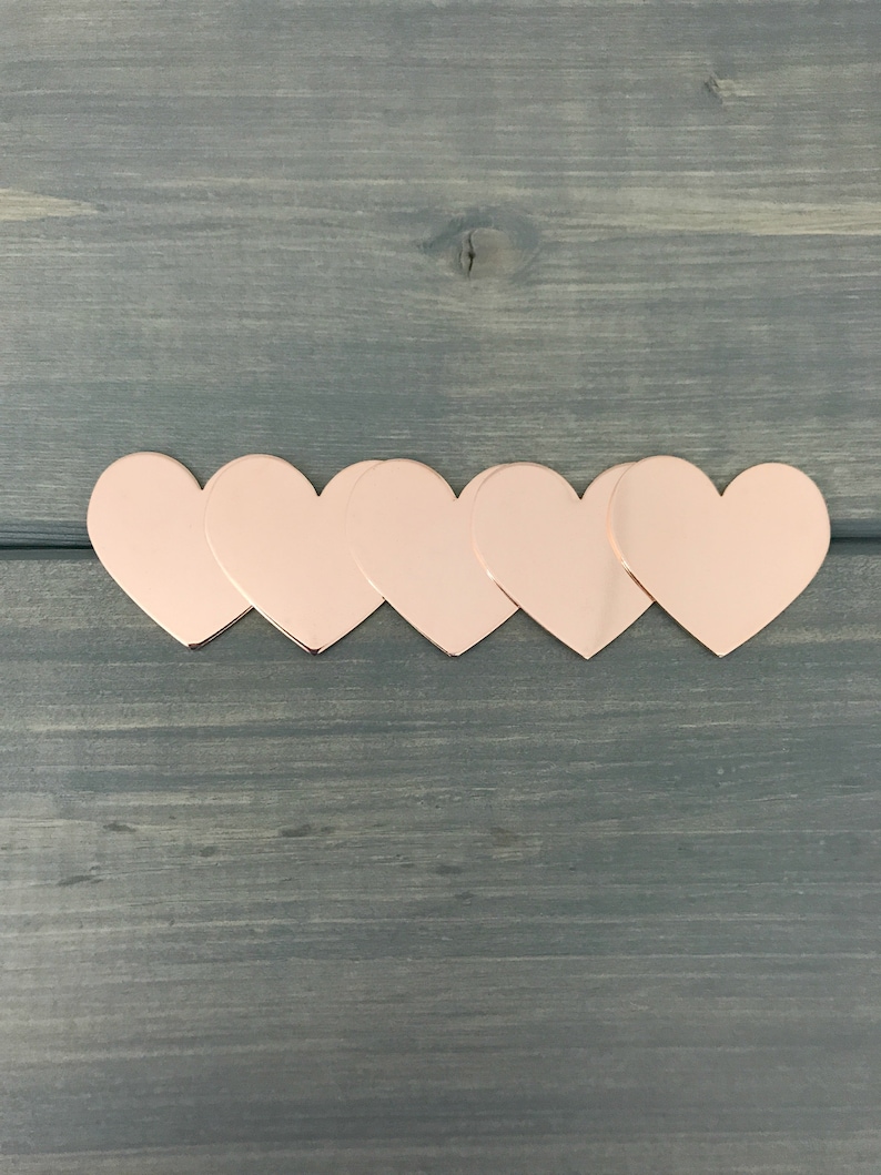 FIVE 1 x 1 1/4 Copper Heart Stamping Blank 20 | Etsy