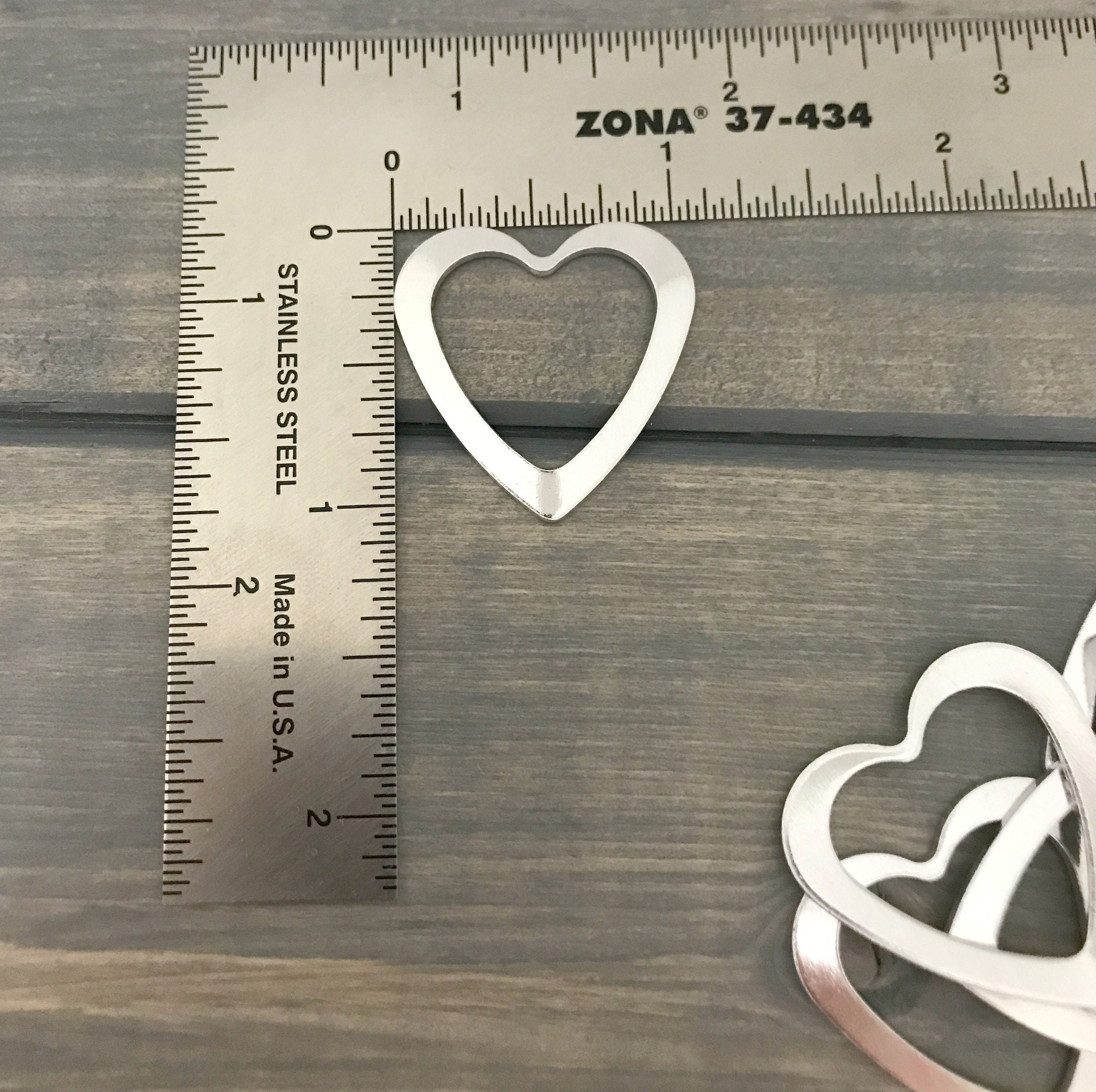 FIVE - 1" Inch Narrow Skinny Heart With 3/4" Inner Heart Cutout - 16 ...