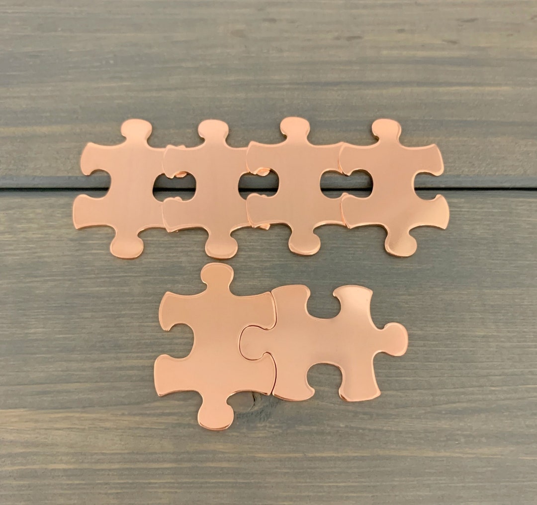 FIVE - Puzzle Piece Stamping Blank - 20 Gauge Copper Puzzles - Jewelry ...