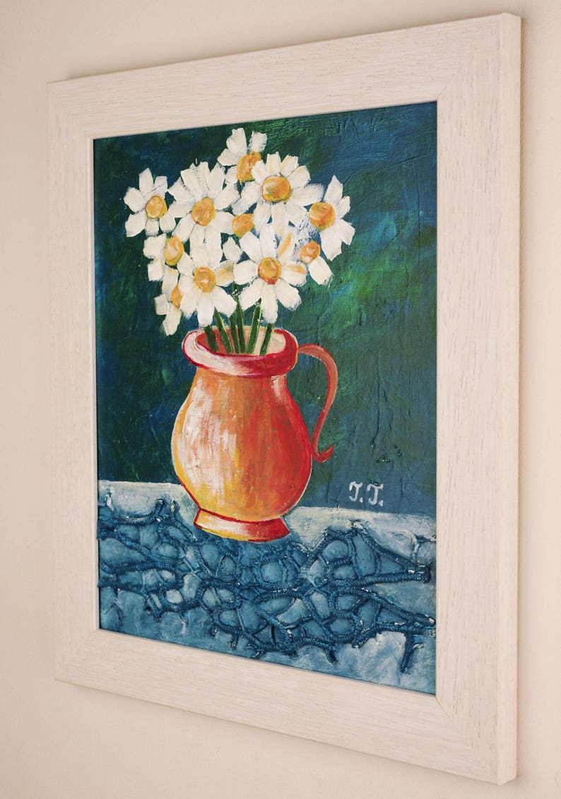 Daisy Painting Rustic Style Artwork Framed Shabby Chic - Etsy