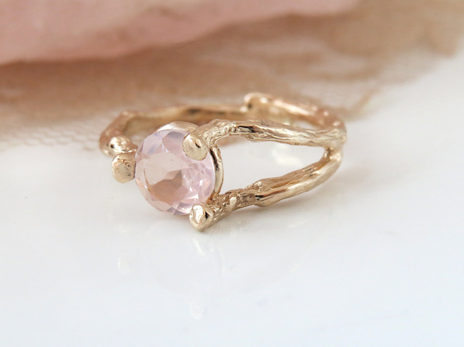 Rose Quartz Engagement Ring Rose Quartz Ring Pink Stone | Etsy