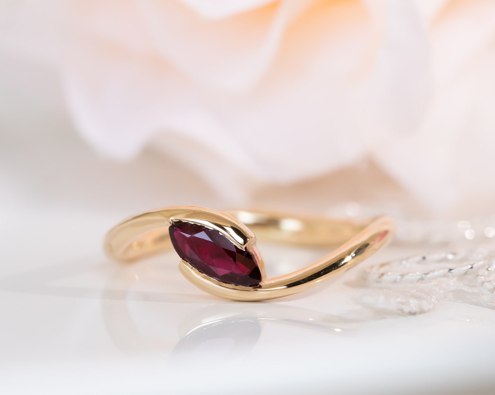 Marquise Ruby Ring Ruby Engagement Ring Marquise Engagement | Etsy