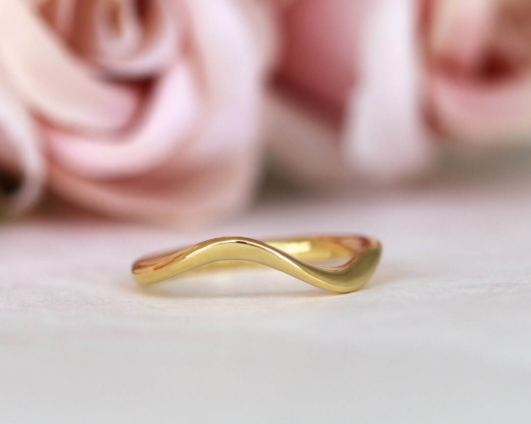 Wave Wedding Band, Woman Gold Wedding Band, 14k Wedding Band, Gold ...