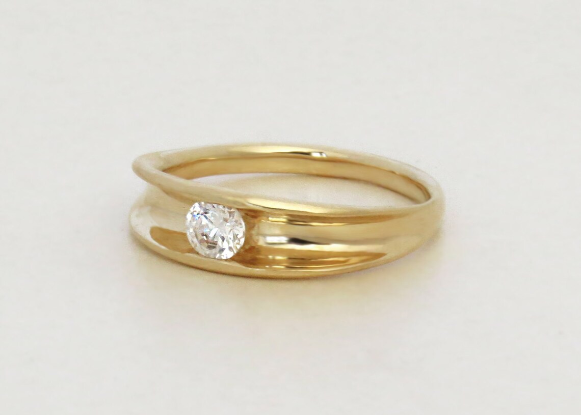 Minimalist Diamond Ring Diamond Engagement Ring Modern - Etsy