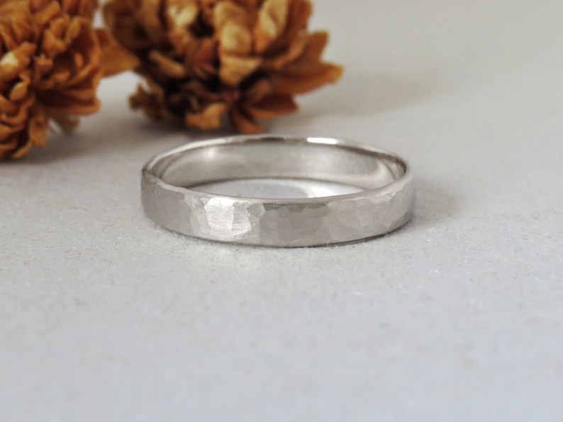 Hammered Wedding Band Men Hammered Gold Ring White Gold - Etsy