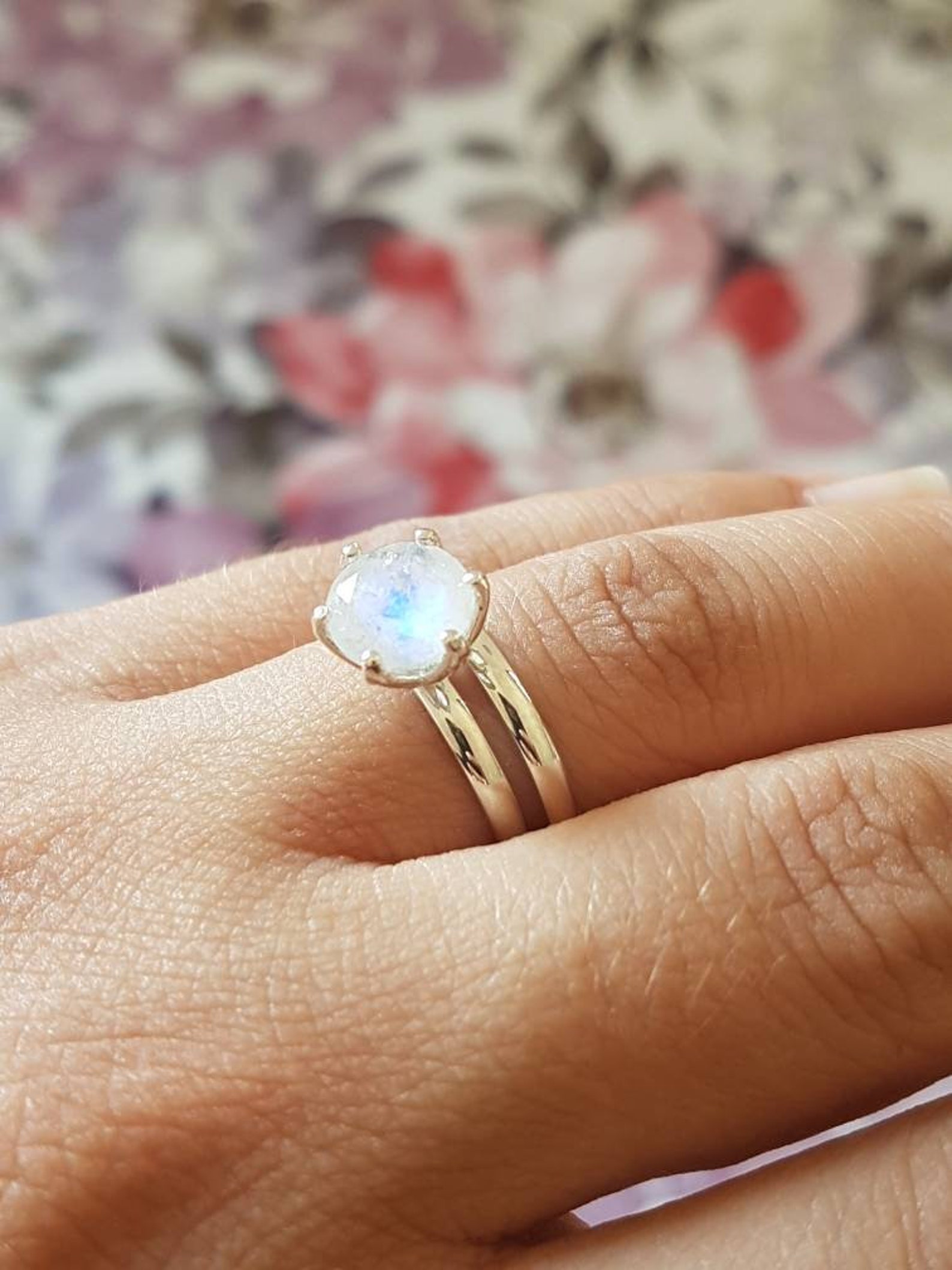 Moonstone Wedding Ring Set Moonstone Bridal Set Moonstone - Etsy
