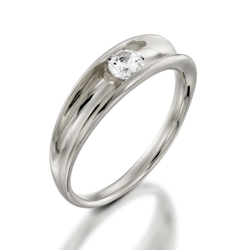 Small Diamond Ring, Unique Engagement Ring, Diamond Engagement Ring ...