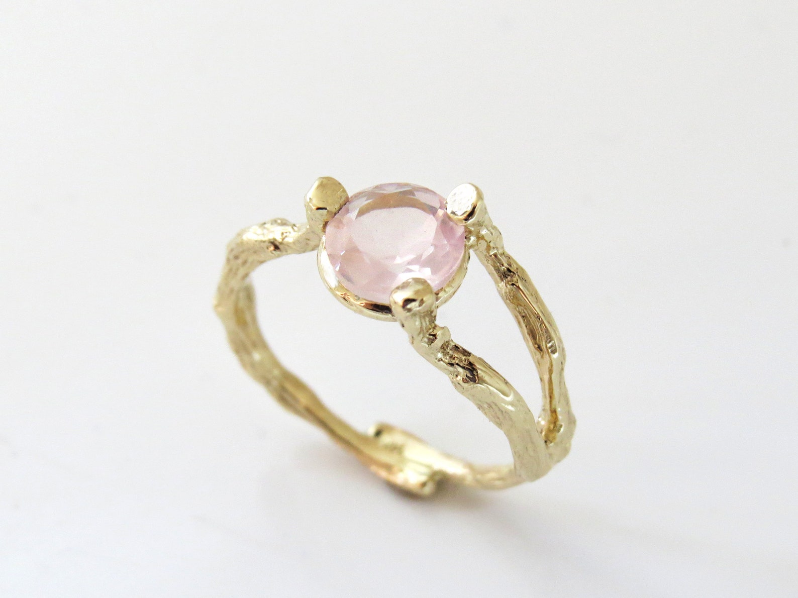 Rose Quartz Engagement Ring Rose Quartz Ring Pink Stone | Etsy