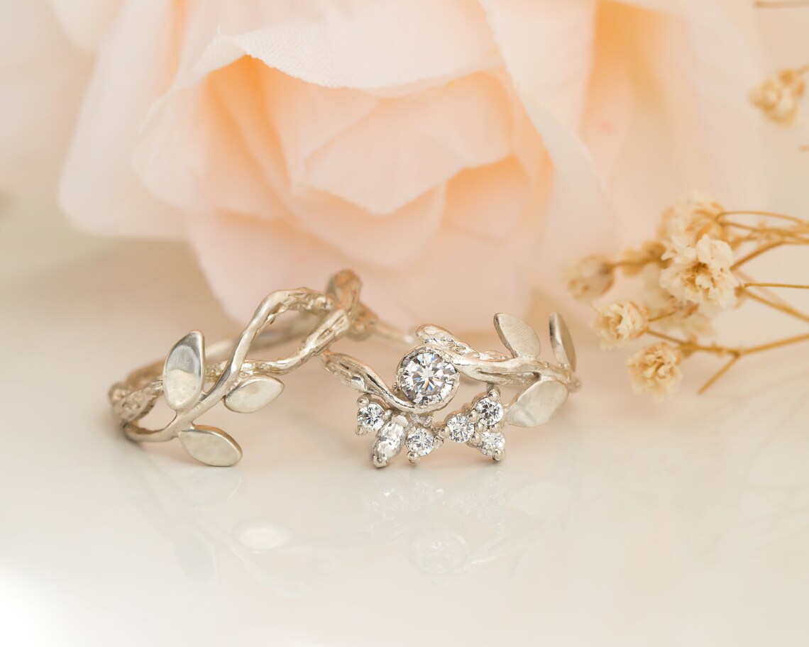 Nature Inspired Ring Leaves Wedding Ring Gold Leaf Branch | Etsy