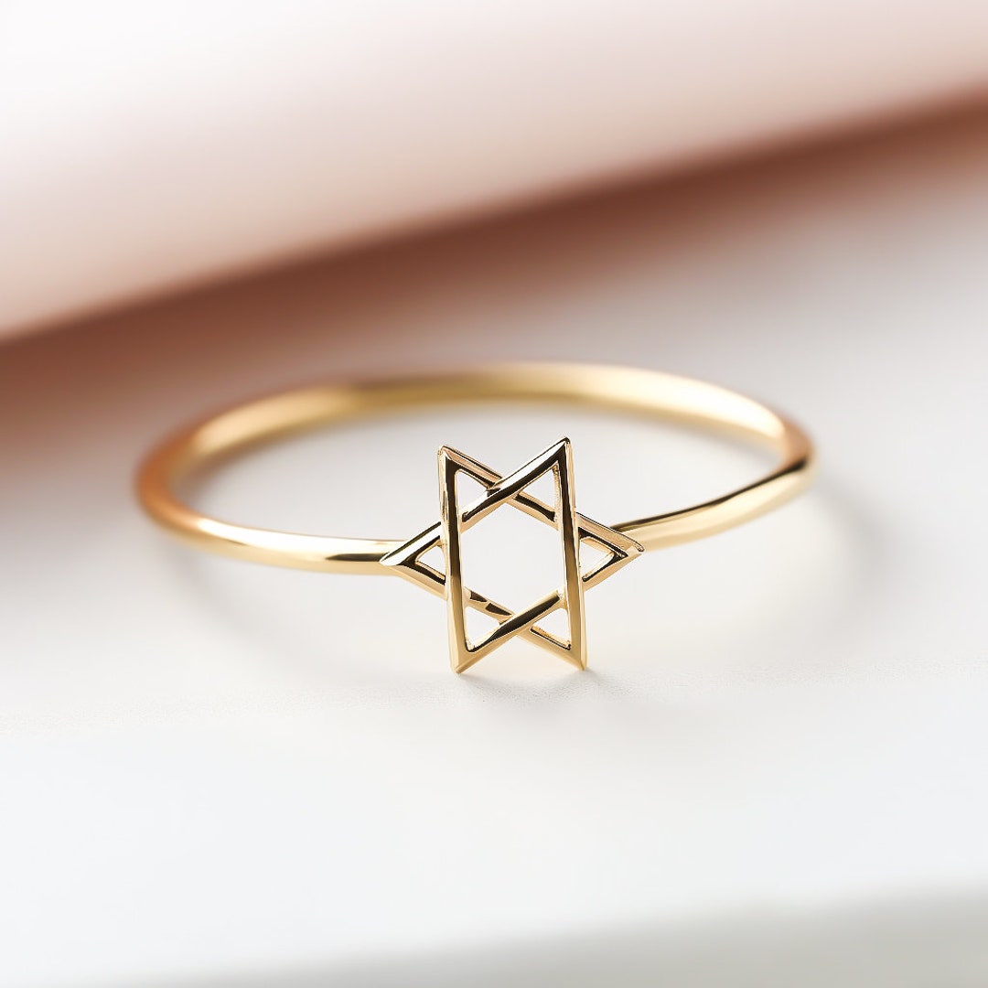 Magen David Gold Ring, Star of David Ring, 14K Gold Magen David Ring ...