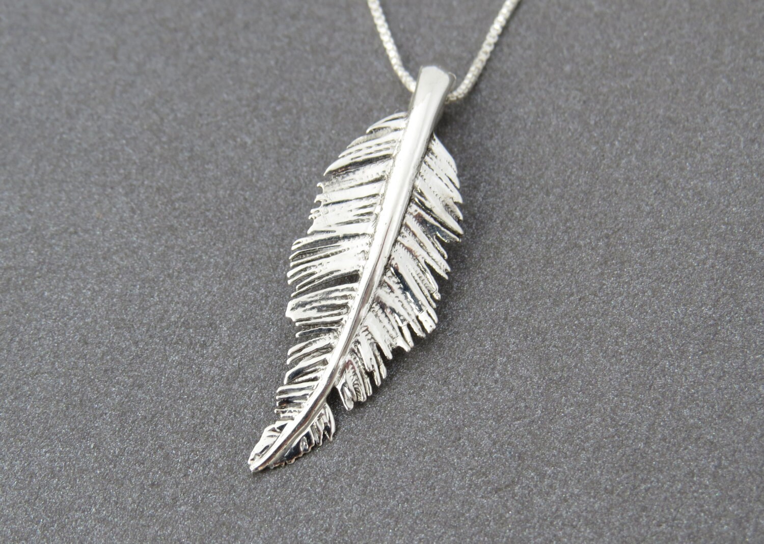14K White Gold Necklace Gold Feather Necklace Dainty Feather | Etsy