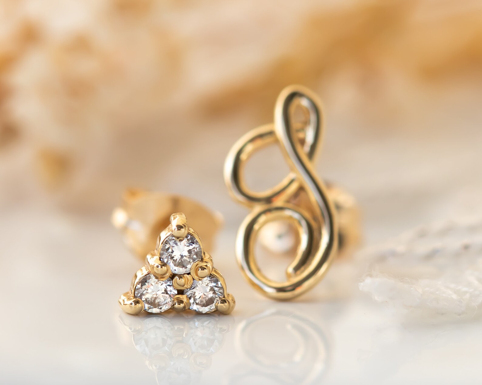 Initial Earrings Gold Initial Stud Earrings Gold Letter | Etsy