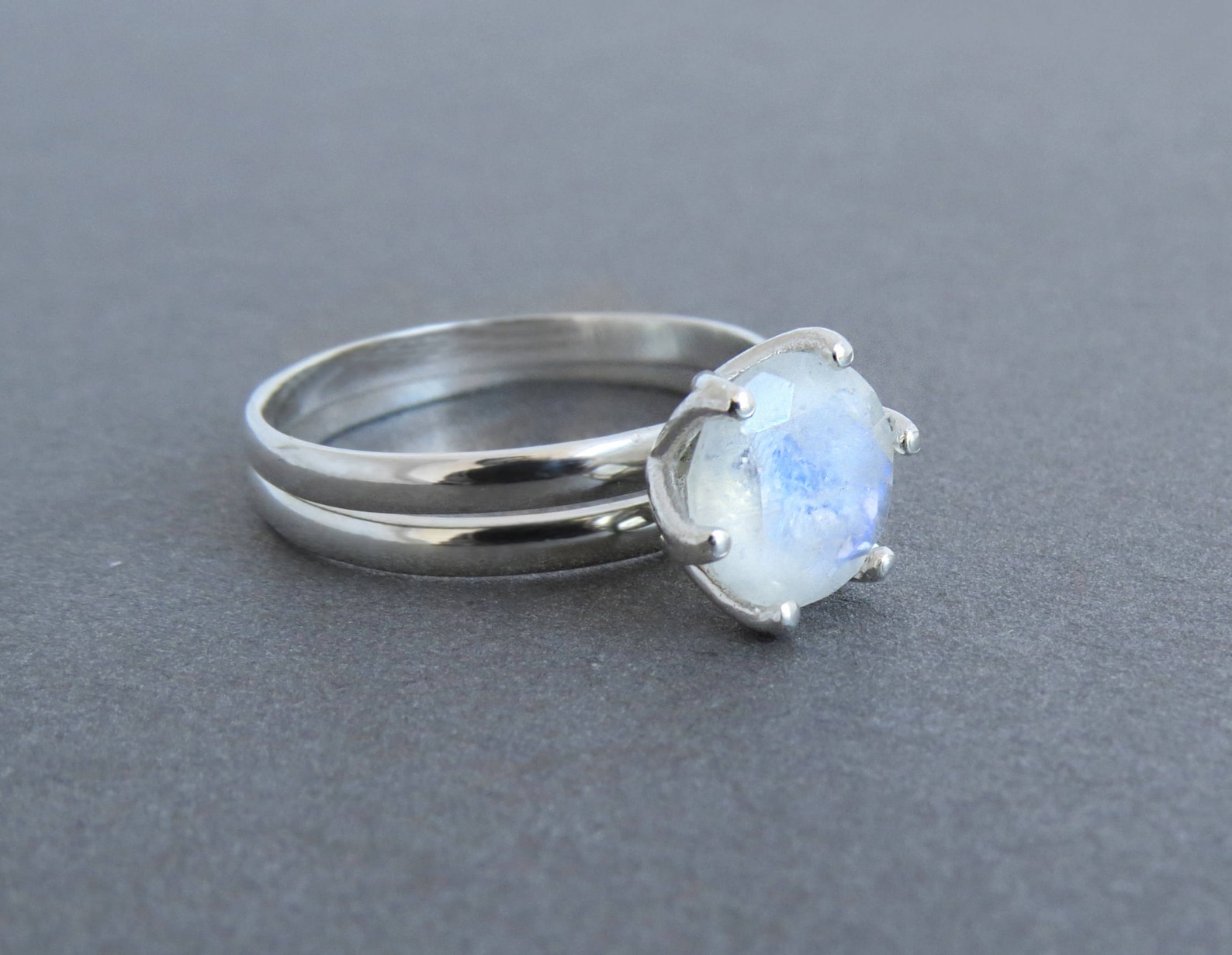 Moonstone Wedding Ring Set Moonstone Bridal Set Moonstone - Etsy