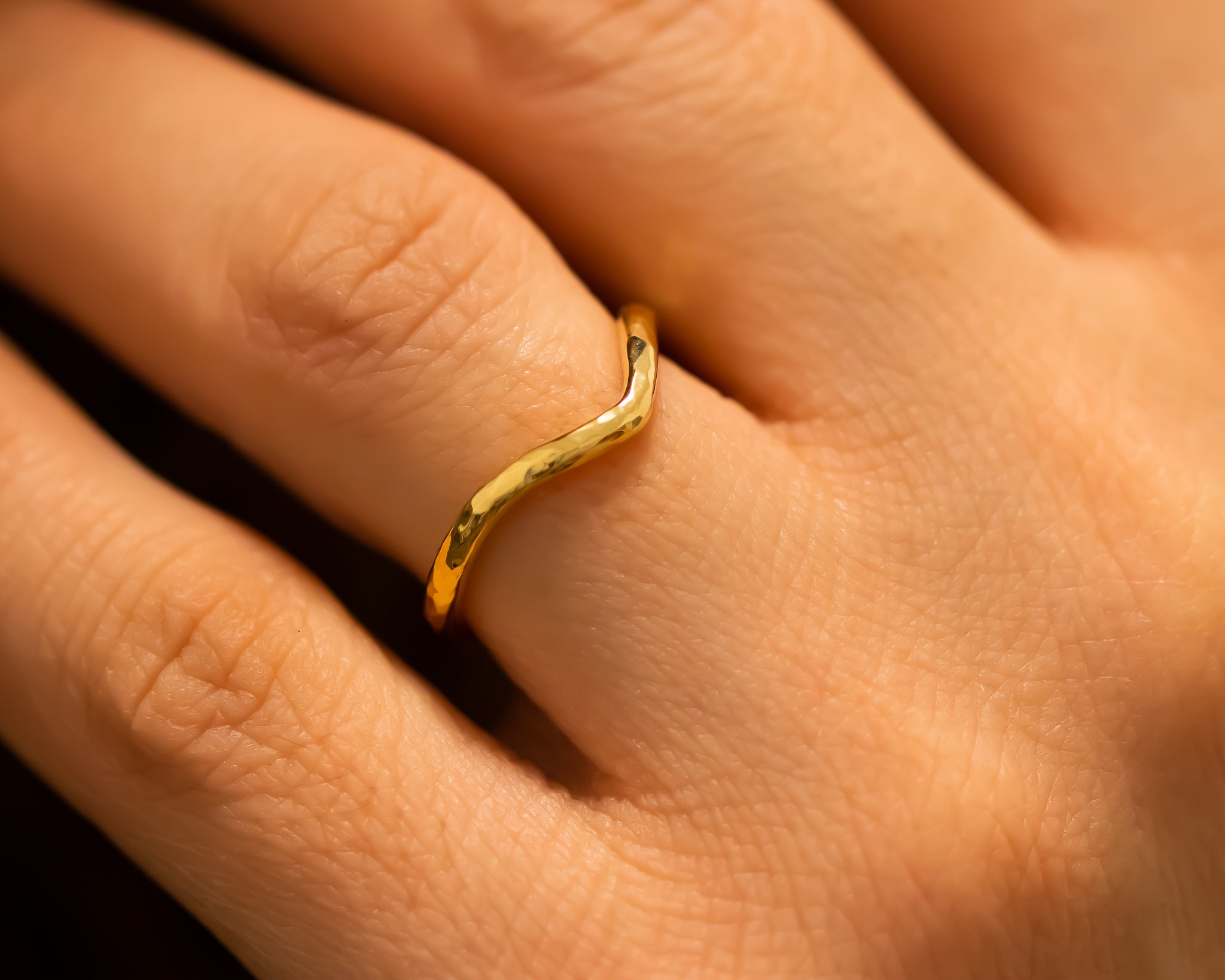 14k Gold Wedding Ring Chevron Ring Stacking Gold Ring V | Etsy