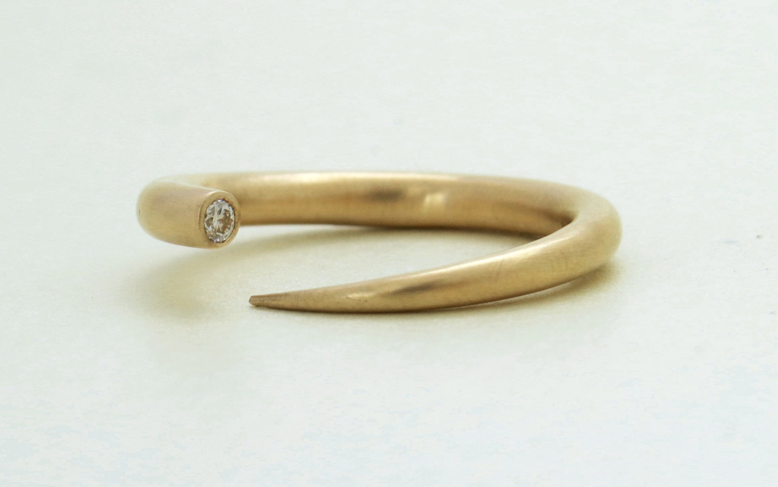 14K Gold Ring, Diamond Engagement Ring, Open Gold Ring, Matte Gold Ring ...
