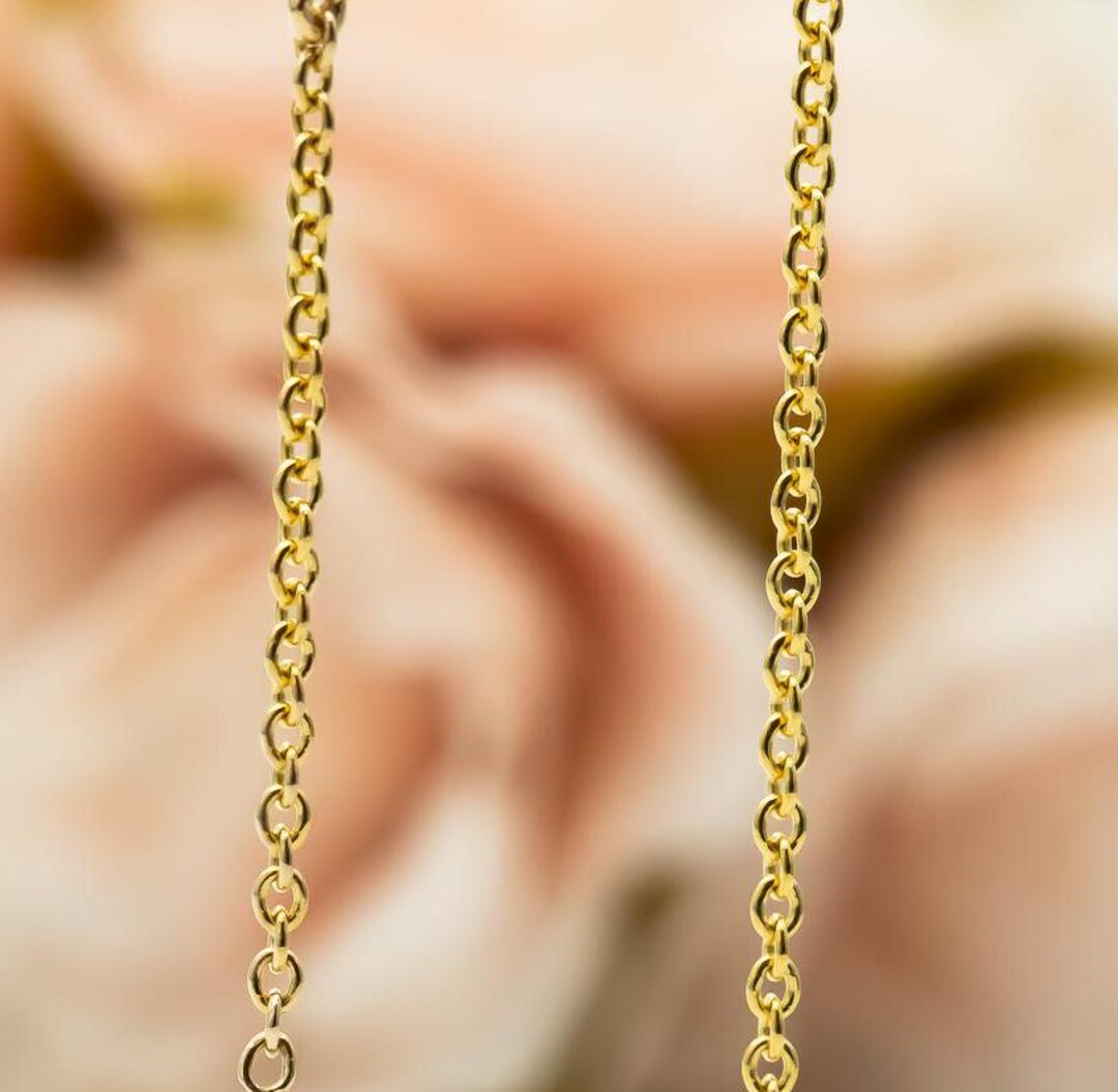 Rolo Chain, 14K Gold Links Rolo Chain Necklace, Cable Chain in White ...