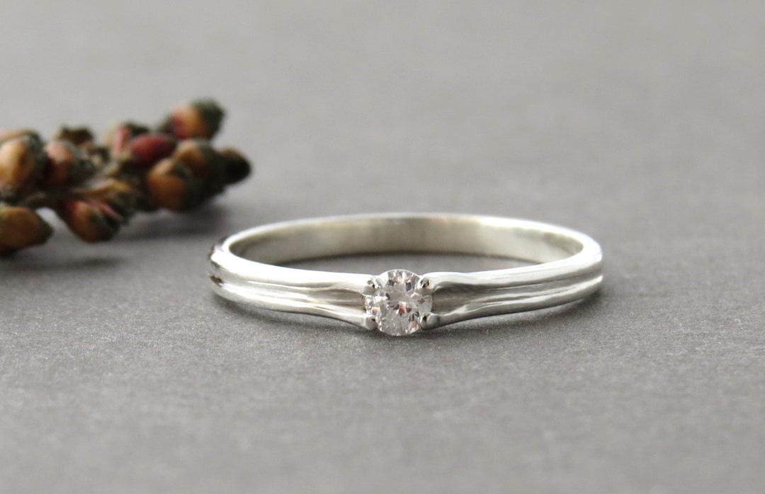 Unique Engagement Ring, Small Diamond Engagement Ring, Delicate ...