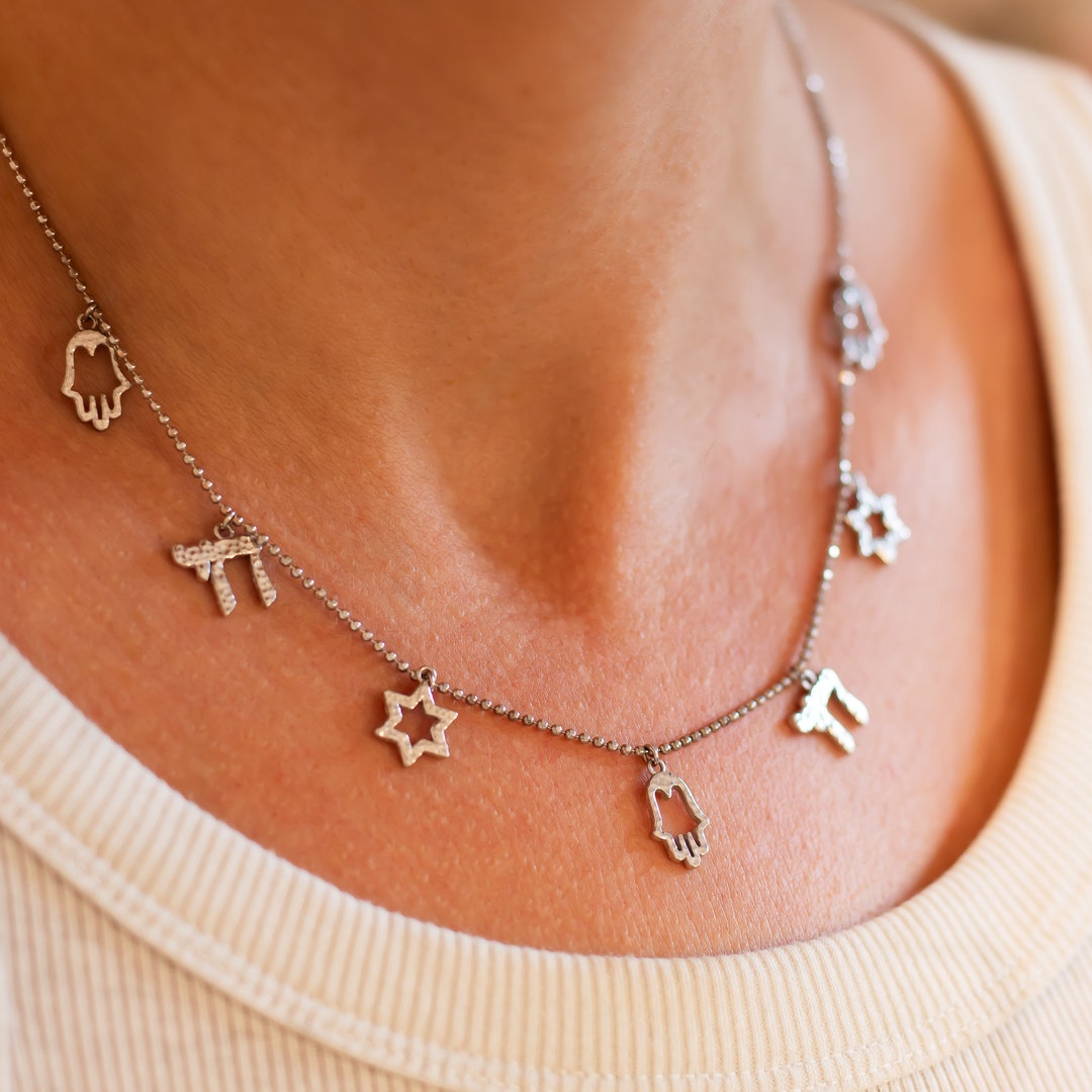 Charm Necklace, Magen David, Hamsa, Chai, Charms Necklace, Israeli ...