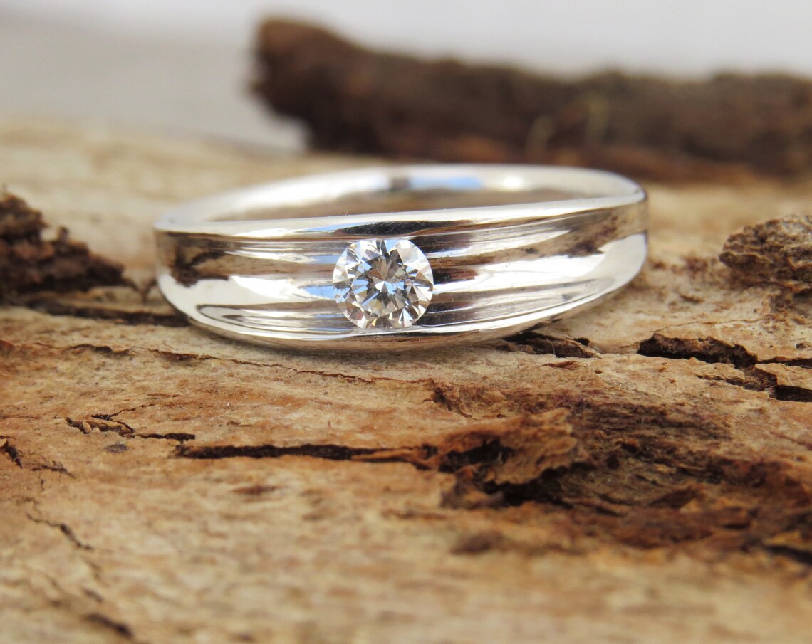 Minimalist Diamond Ring, Diamond Engagement Ring, Modern Unique ...