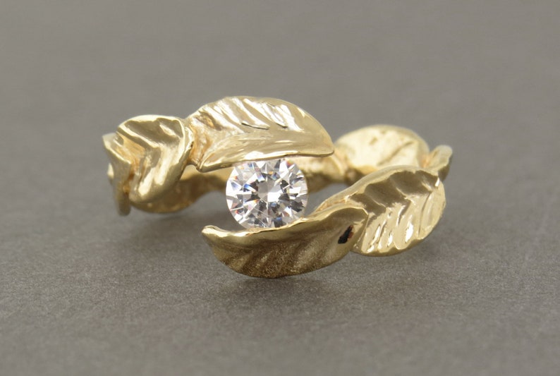 Leaf Engagement Ring Nature Inspired Engagement Ring Leaf | Etsy