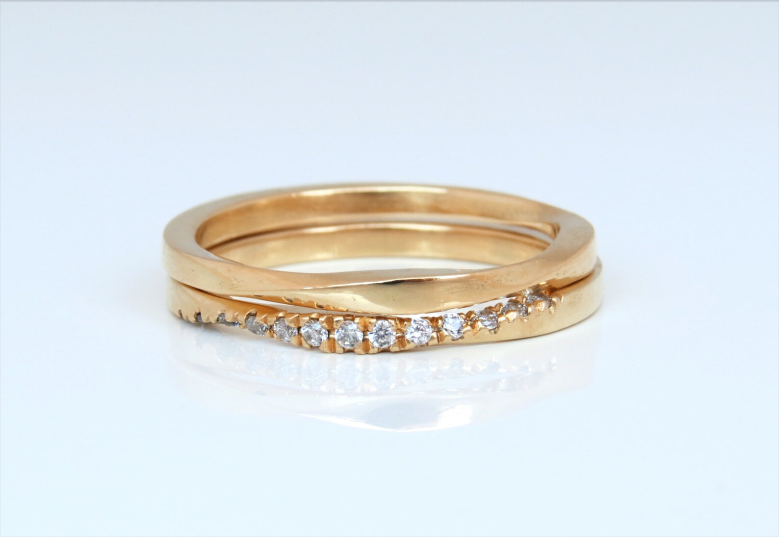 Gold Bridal Ring Set 14k Rose Gold Ring Set Engagement and - Etsy