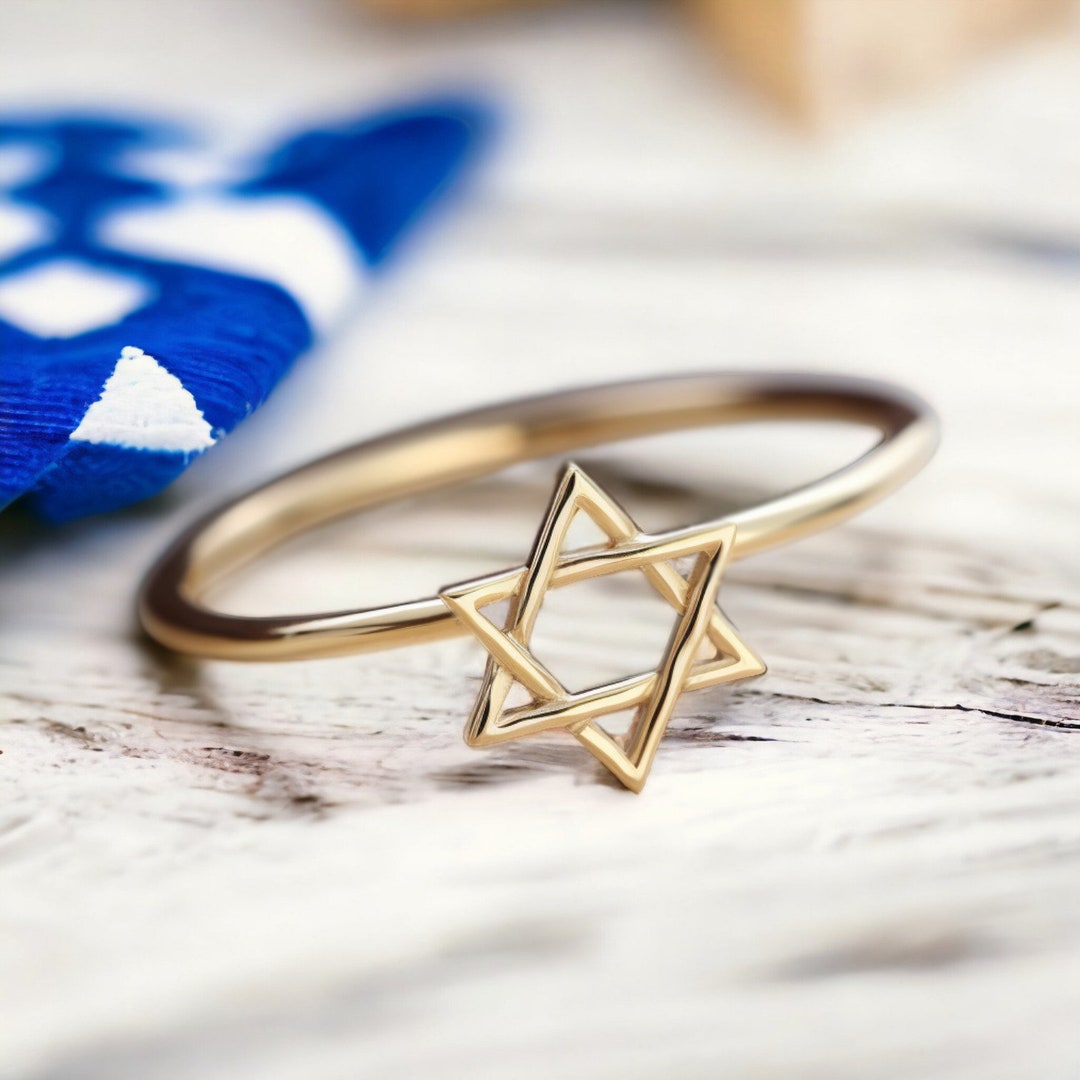 Magen David Ring, 14K Gold Magen David Ring, Star of David Ring ...