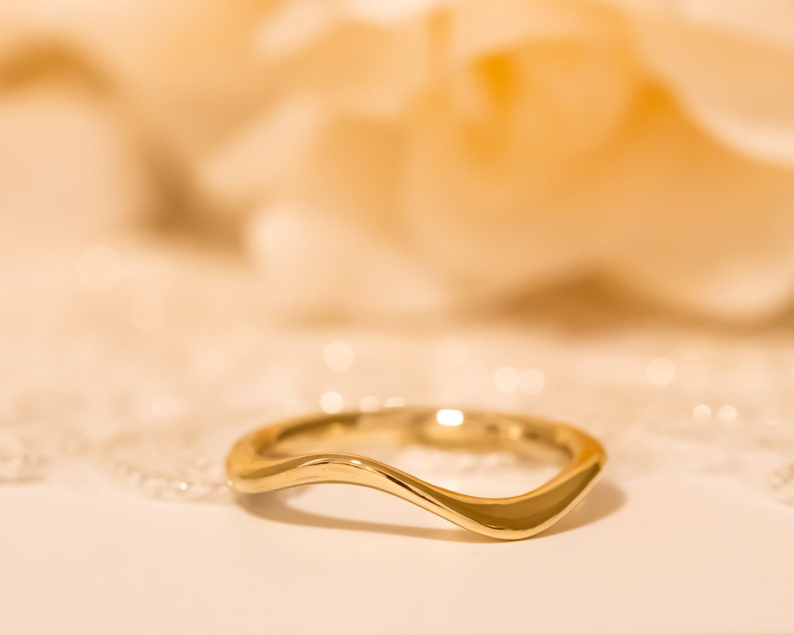 Wave Wedding Band 14k Gold Ring Gold Wedding Band Women - Etsy