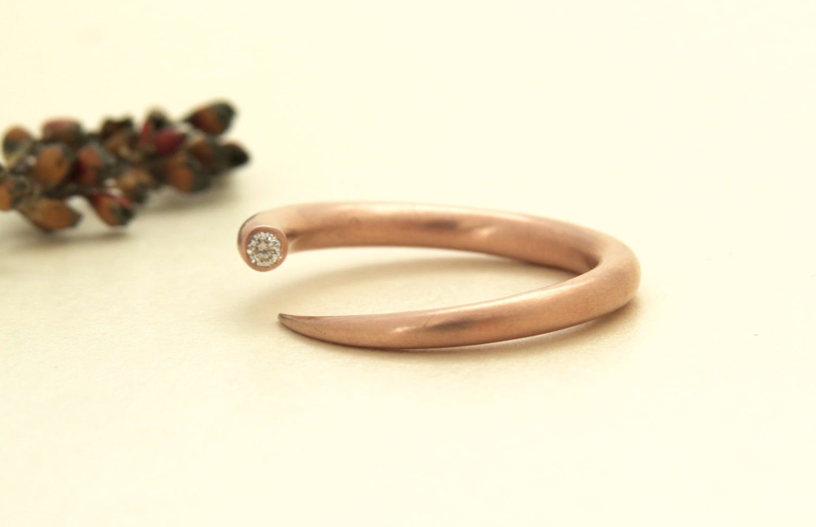14K Gold Ring, Diamond Engagement Ring, Open Gold Ring, Matte Gold Ring ...