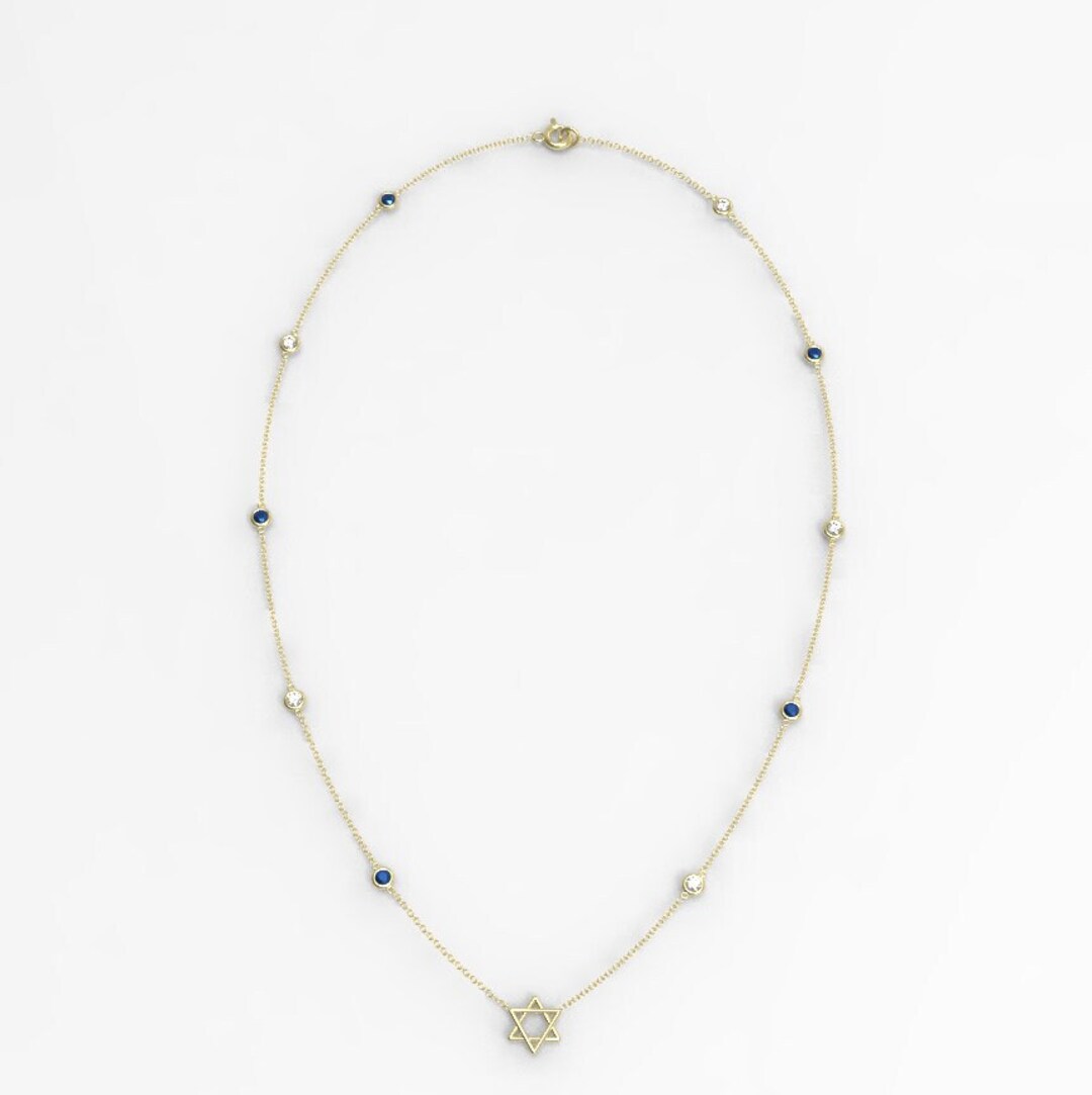 Diamond by the Yard Necklace With Star of David, Magen David Diamond ...