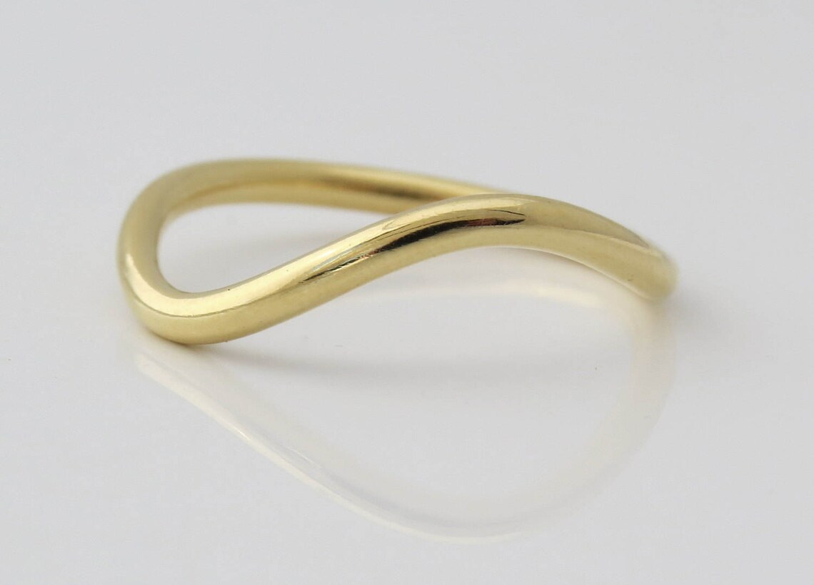 Wave Ring Unique Wedding Band Gold Wedding Ring Curved | Etsy
