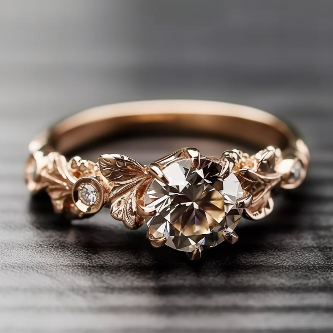 Nature Inspired Diamond Engagement Ring, 2 CT IGI Lab Diamond or ...