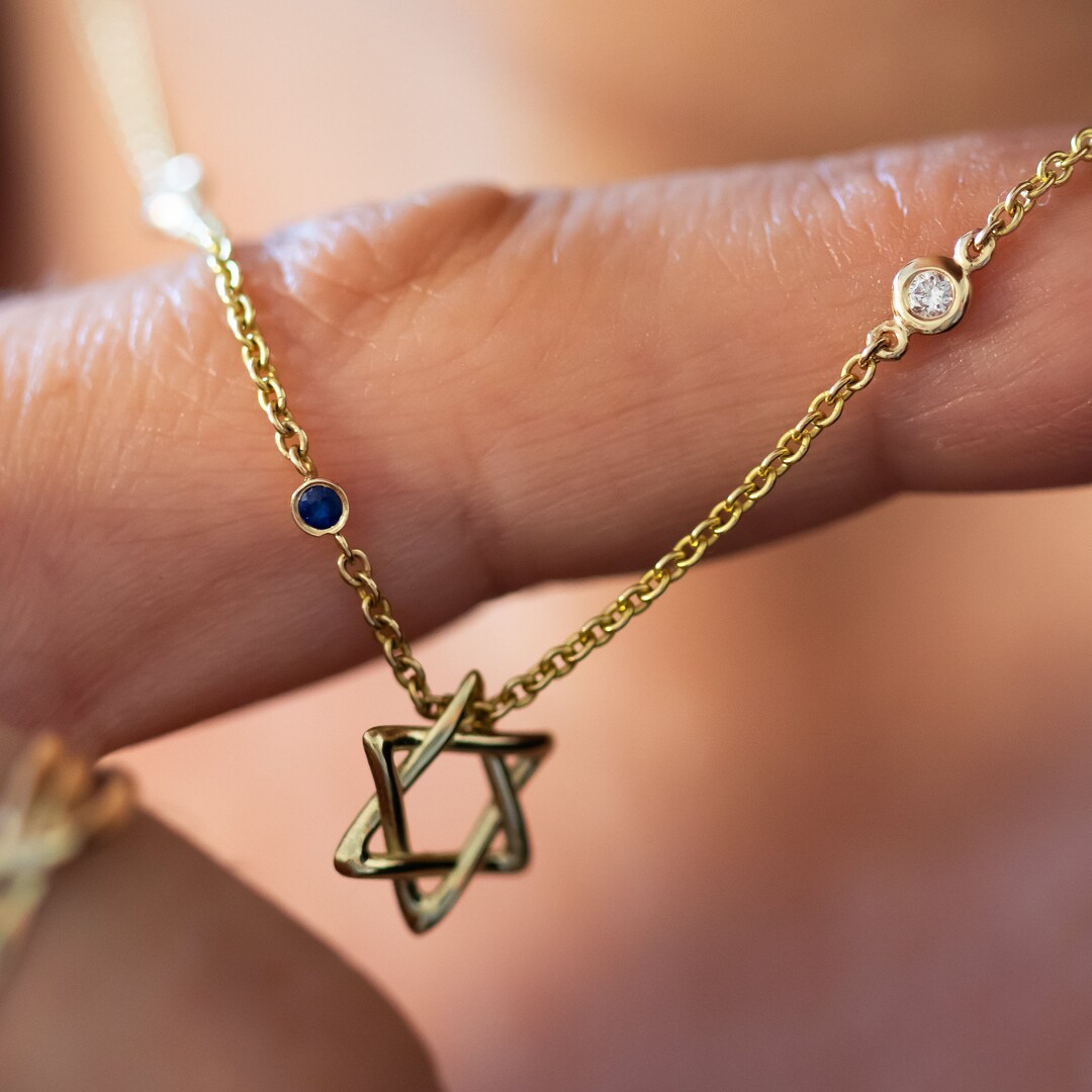 Diamond by the Yard Necklace With Star of David, Magen David Diamond ...