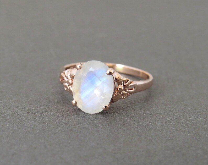 Oval Moonstone Ring Moonstone Engagement Ring Vintage Style | Etsy