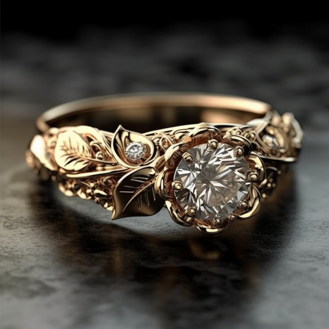 Nature Inspired Diamond Engagement Ring 2 CT Moissanite Ring Etsy
