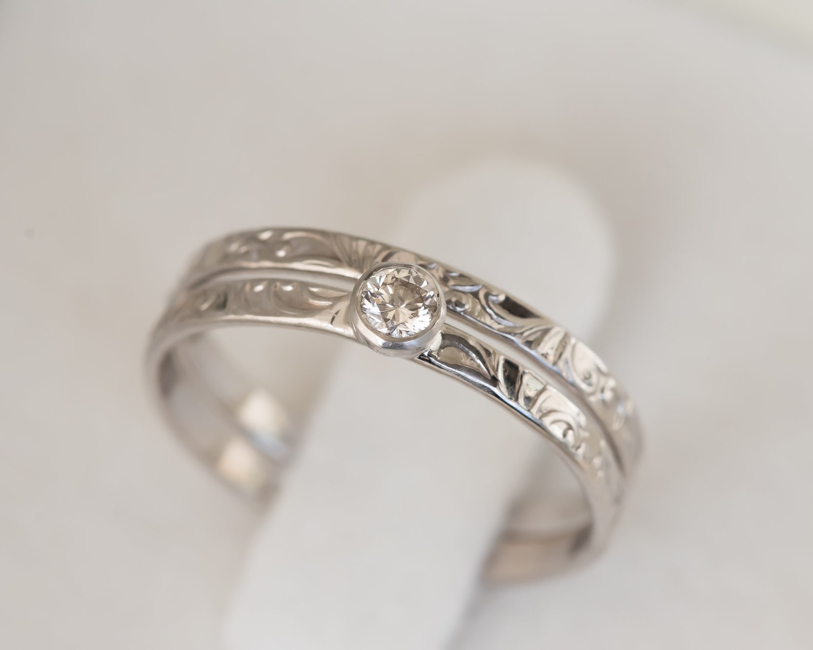 White Gold Wedding Band, Stacking Wedding Band, Thin Wedding Band ...