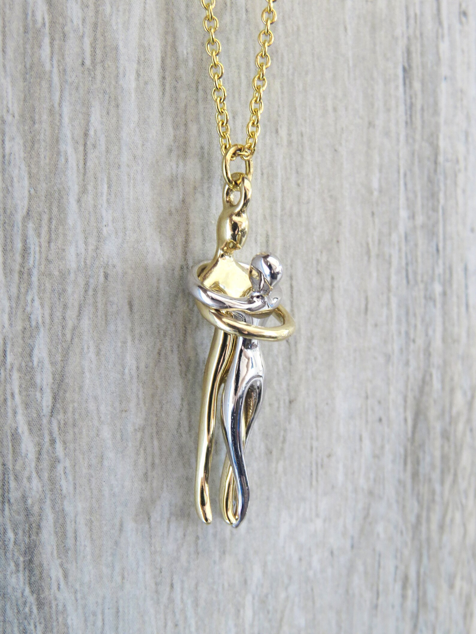 Couples Necklace Love Pendant Dancing Embraced Couple 14k - Etsy