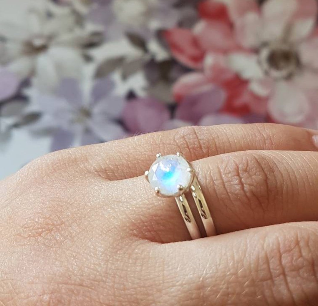 Moonstone Wedding Ring Set, Moonstone Bridal Set, Moonstone Engagement ...