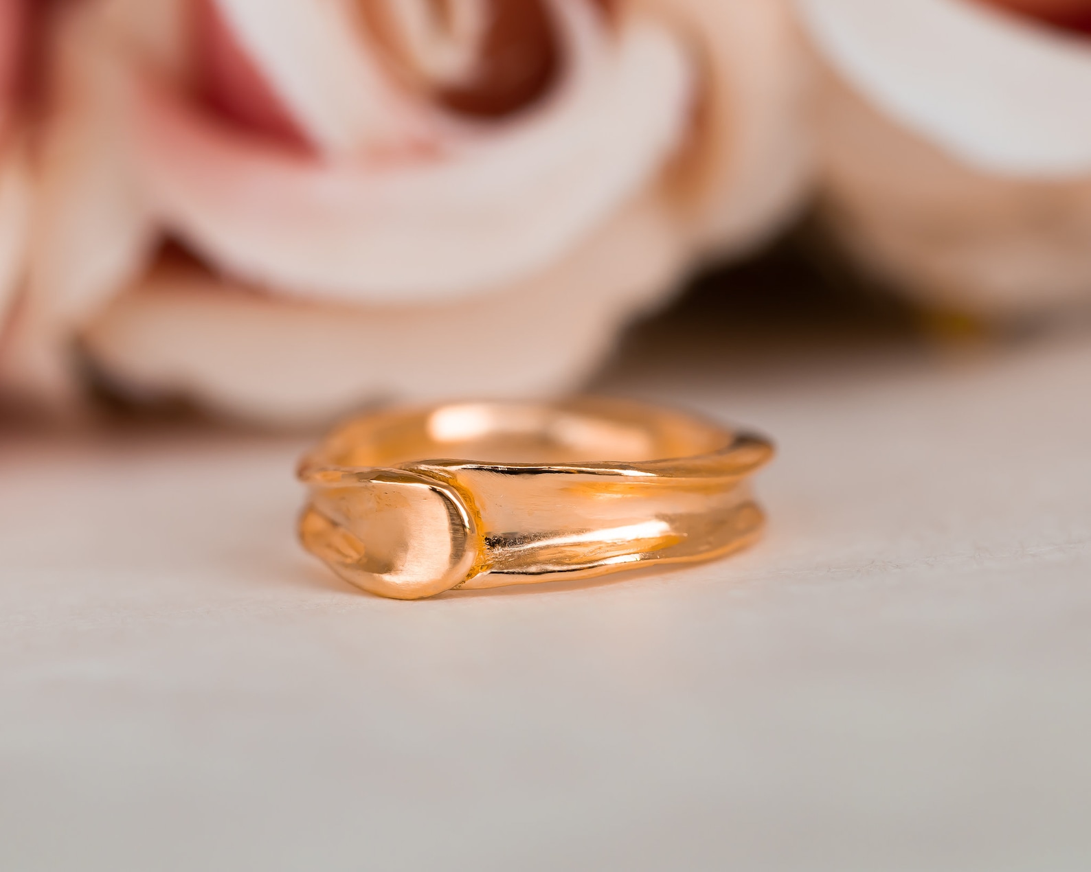Rose Gold Ring Overlapping Ring Chunky Gold Ring Gold - Etsy