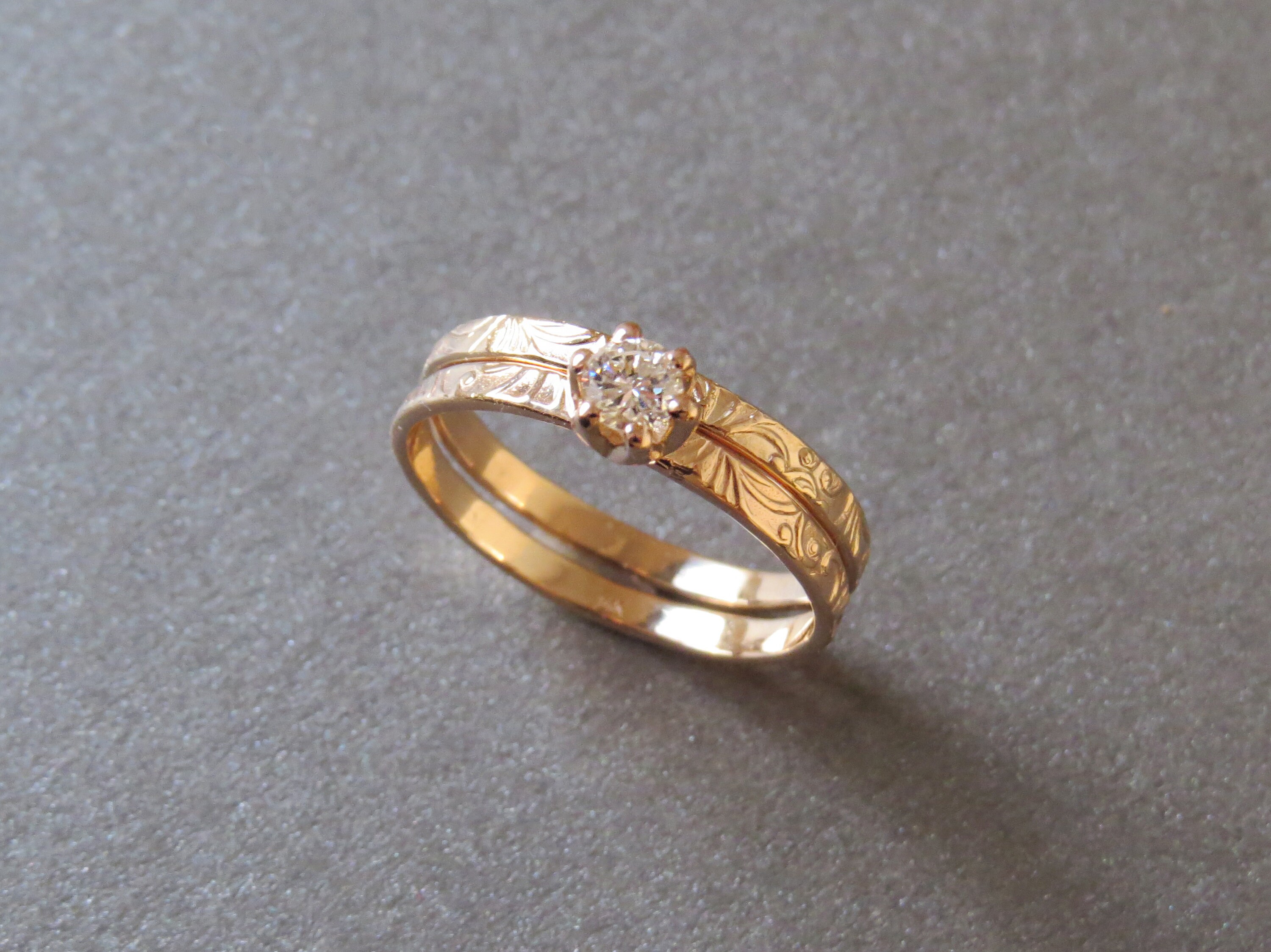 18K White Gold Ring Set Engagement Ring Set Gold Bridal | Etsy