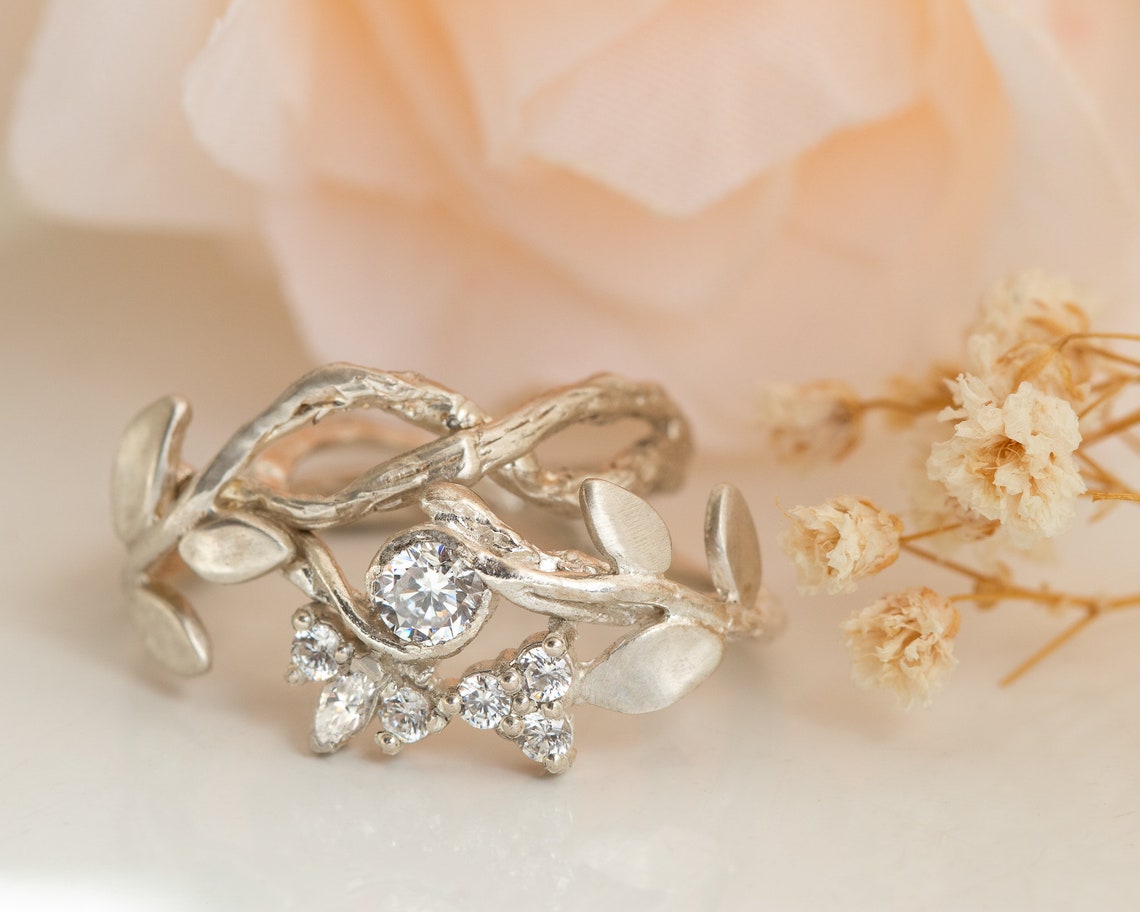 Nature Inspired Ring Leaves Wedding Ring Gold Leaf Branch | Etsy