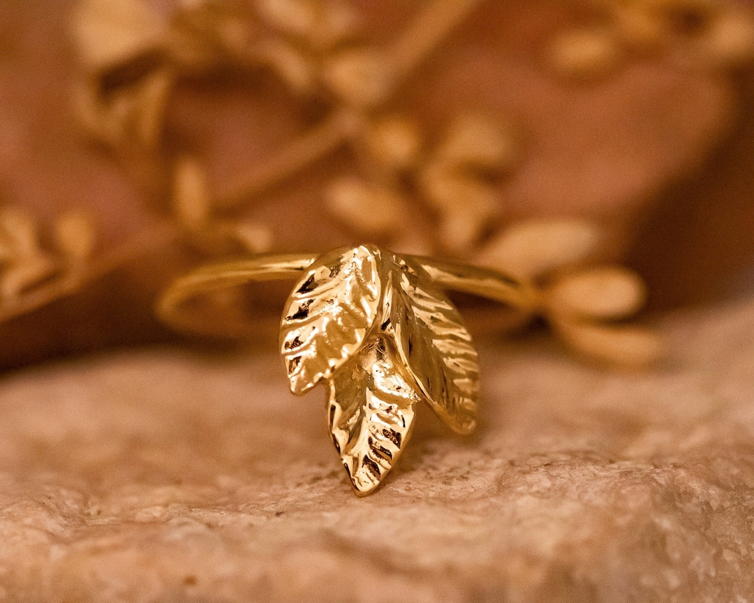 Leaf Ring, 14k Gold Leaf Ring, Unique Gold Ring, Ring With Leaves ...