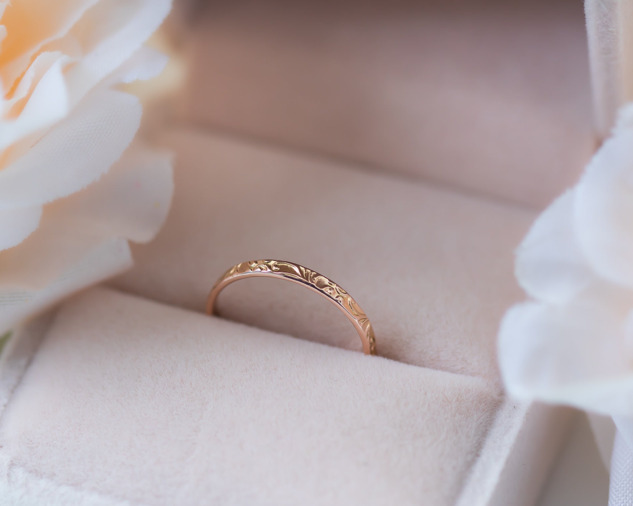 Floral Wedding Ring Floral Stacking Ring Delicate Thin | Etsy