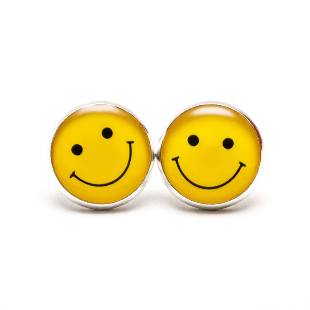 Smiley Face Stud Earrings Smile Jewelry Yellow Smile Face Earrings ...