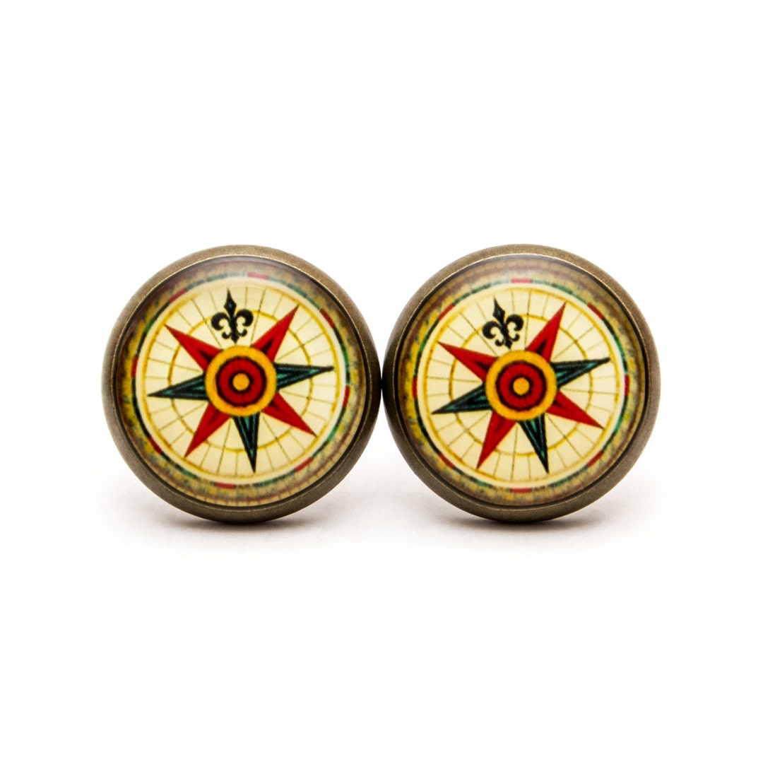Vintage Compass Stud Earrings Compass Jewelry Vintage Compass Direction ...