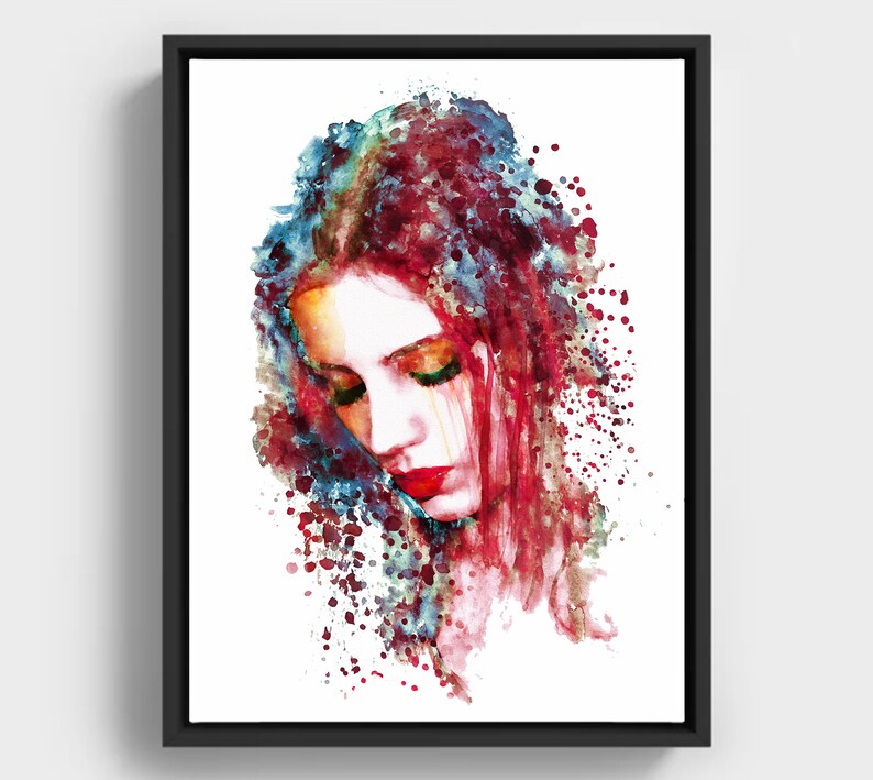 Sad Woman Watercolor Portrait Printable Crying Girl Painting - Etsy