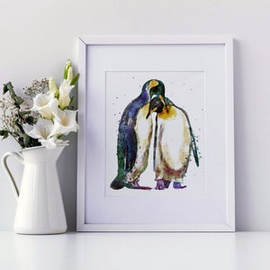 Emperor Penguin Love Couple Watercolor Painting Youre My - Etsy