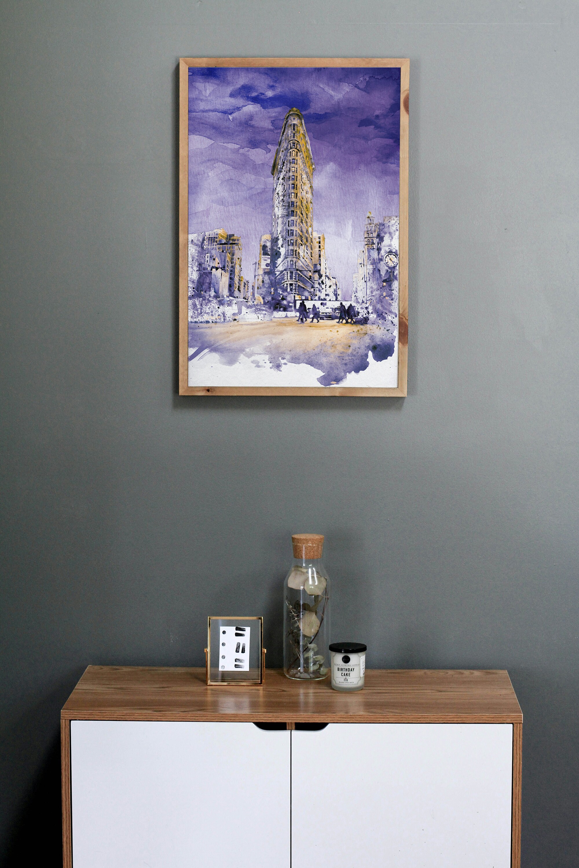 New York Flatiron Building Watercolor Cityscape Painting New York Decor ...