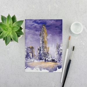 New York Flatiron Building Watercolor Cityscape Painting New York Decor ...