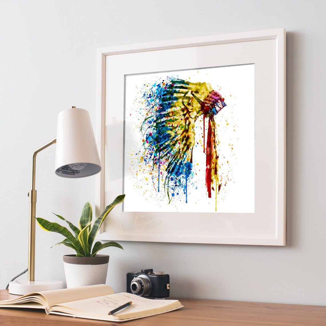 Native American Feather Headdress Printable Watercolor - Etsy