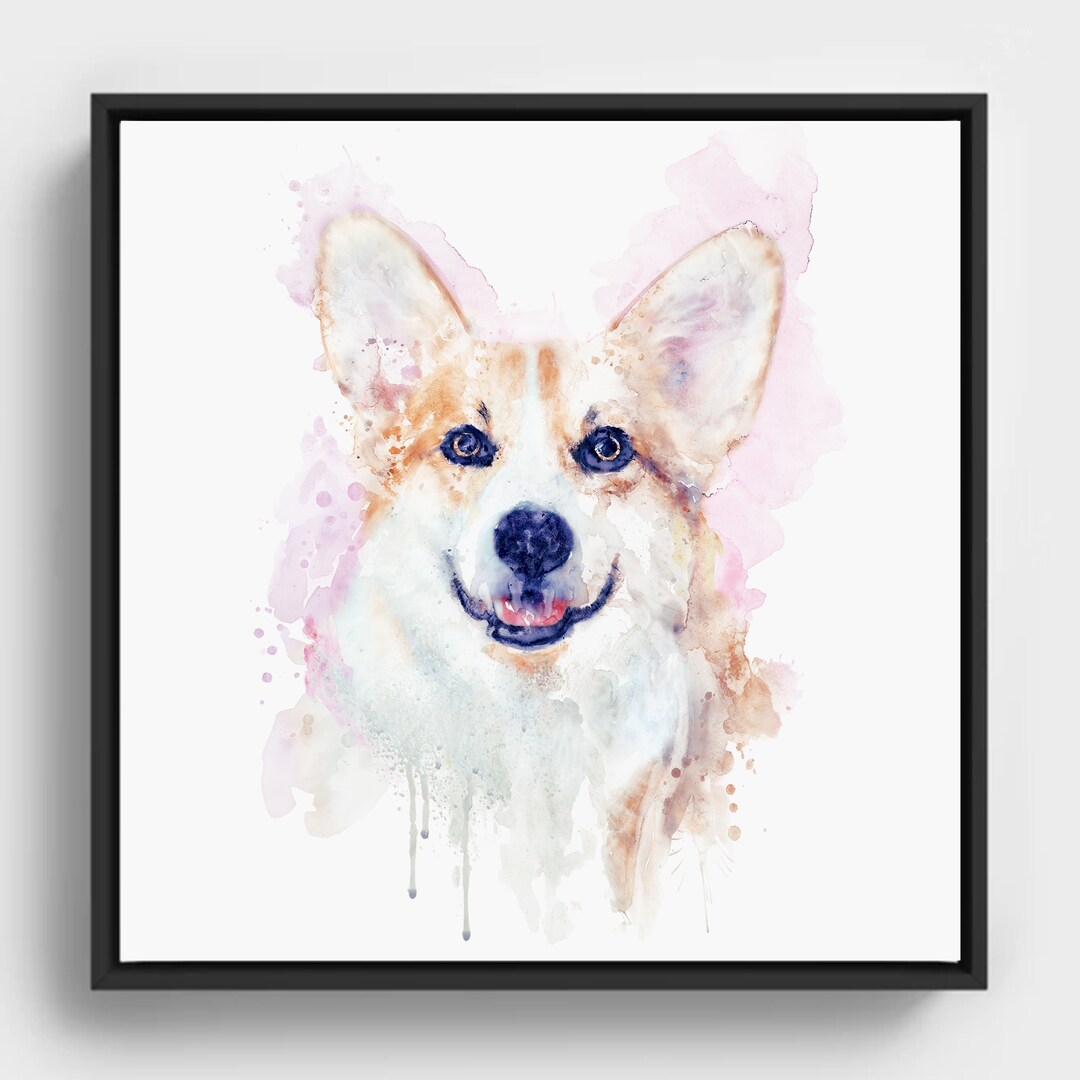 Corgi Dog Head Watercolor Painting Printable Corgi Portrait Wall Art ...